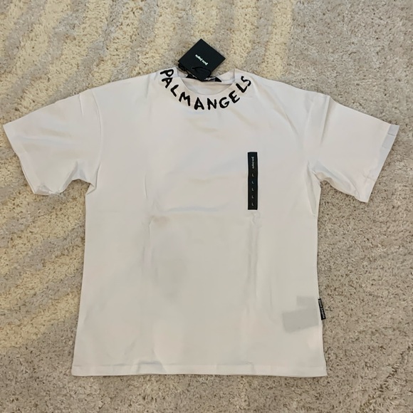 Palm Angels | Shirts | Palm Angels Miami Neck Logo White Tshirt Mens ...